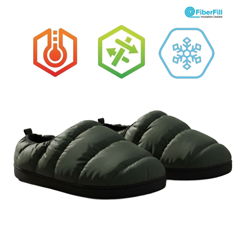 Bench Men's Dark Olive Puffer Slippers with Rubber Sole FiberFill (S02 ...